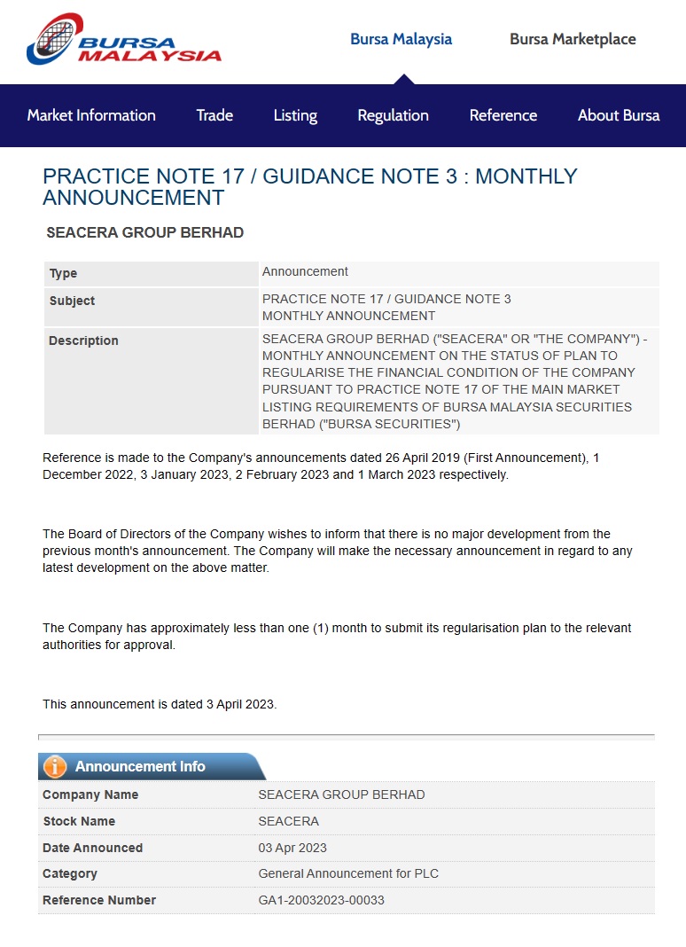 Seacera Group Berhad masih berstatus PN17 di tangan Mafia Korporat Chong Loong Men – The ...