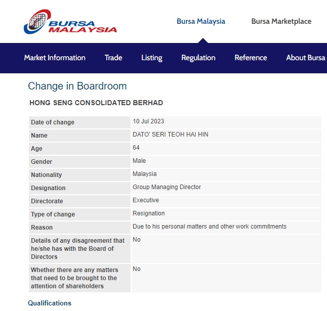 Selepas peralat Hong Seng Consolidated Bhd, Mafia Korporat Victor Chin Boon Long singkir Dato ...