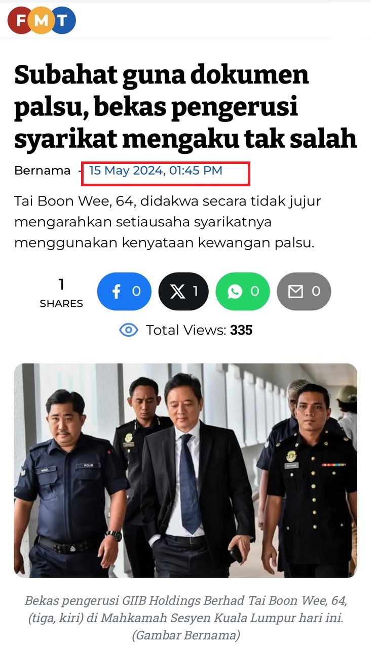 Dendam Dato’ Teleng, Tai Boon Wee bekas CEO GIIB Holdings Bhd didakwa ...