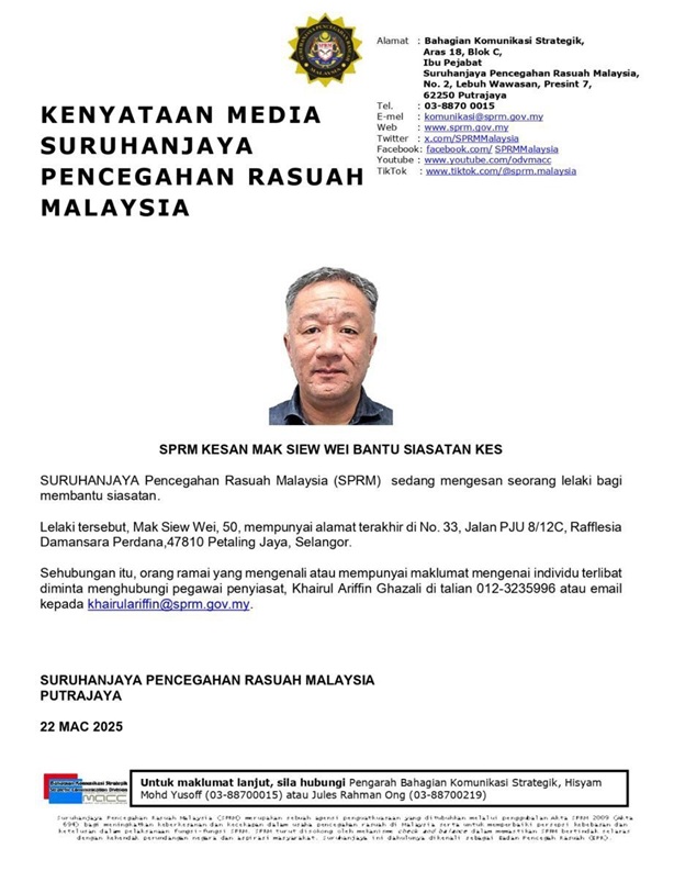 Mak Siew Wei bekas Pengarah Eksekutif Erdasan Group songlap RM46.47 ...