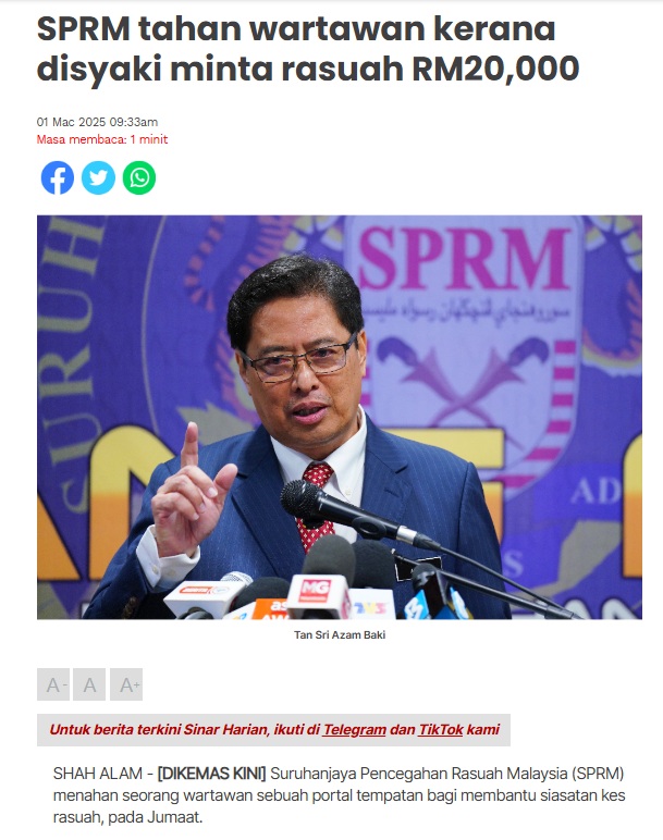 Malaysiakini rasuah: SPRM reman Nantha Kumar minta RM100 ribu dapat ...